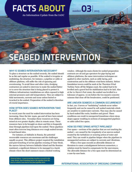 Facts About: Seabed Intervention - Describes how dredging performs the ...