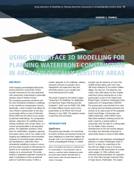 Article: Using Subsurface 3D Modelling for Planning Waterfront...