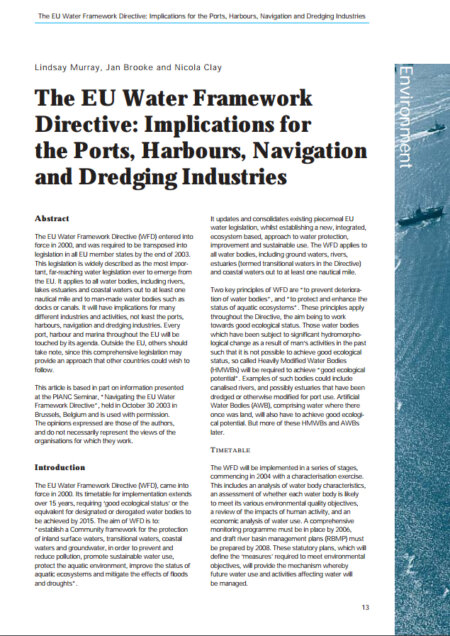 Article: The EU Water Framework Directive: Implications of the Ports ...