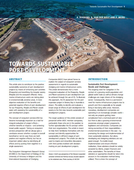 Article: Towards Sustainable Port Development